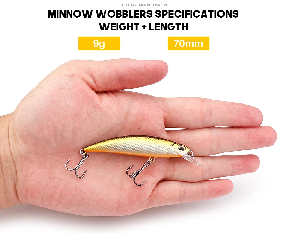 Bass Jerkbaits 70mm 9g Sinking Crankbait Hard Lure Minnow Wobblers ...