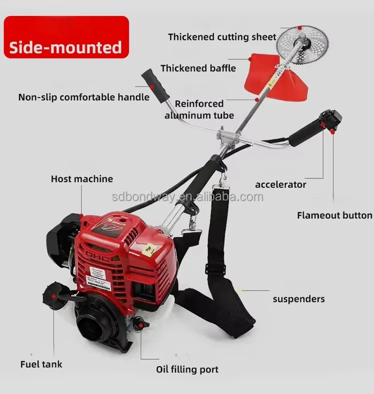 4 Stroke Brush Cutter Gasoline Backpack Powerful Grass Trimmer 37.7cc ...