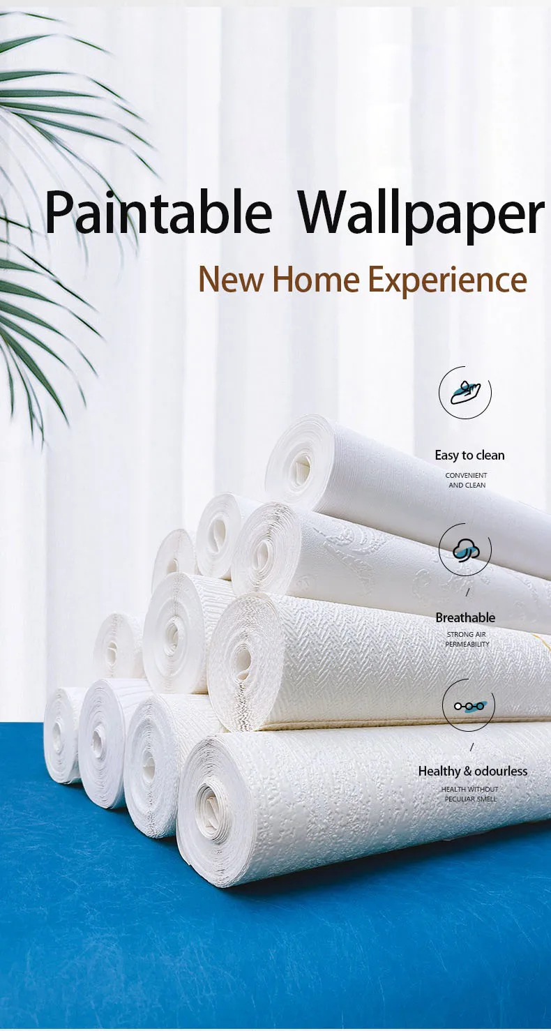 PVC Vinyl Coating Embossed 3D Paintable Textured Wallpaper at Low ...