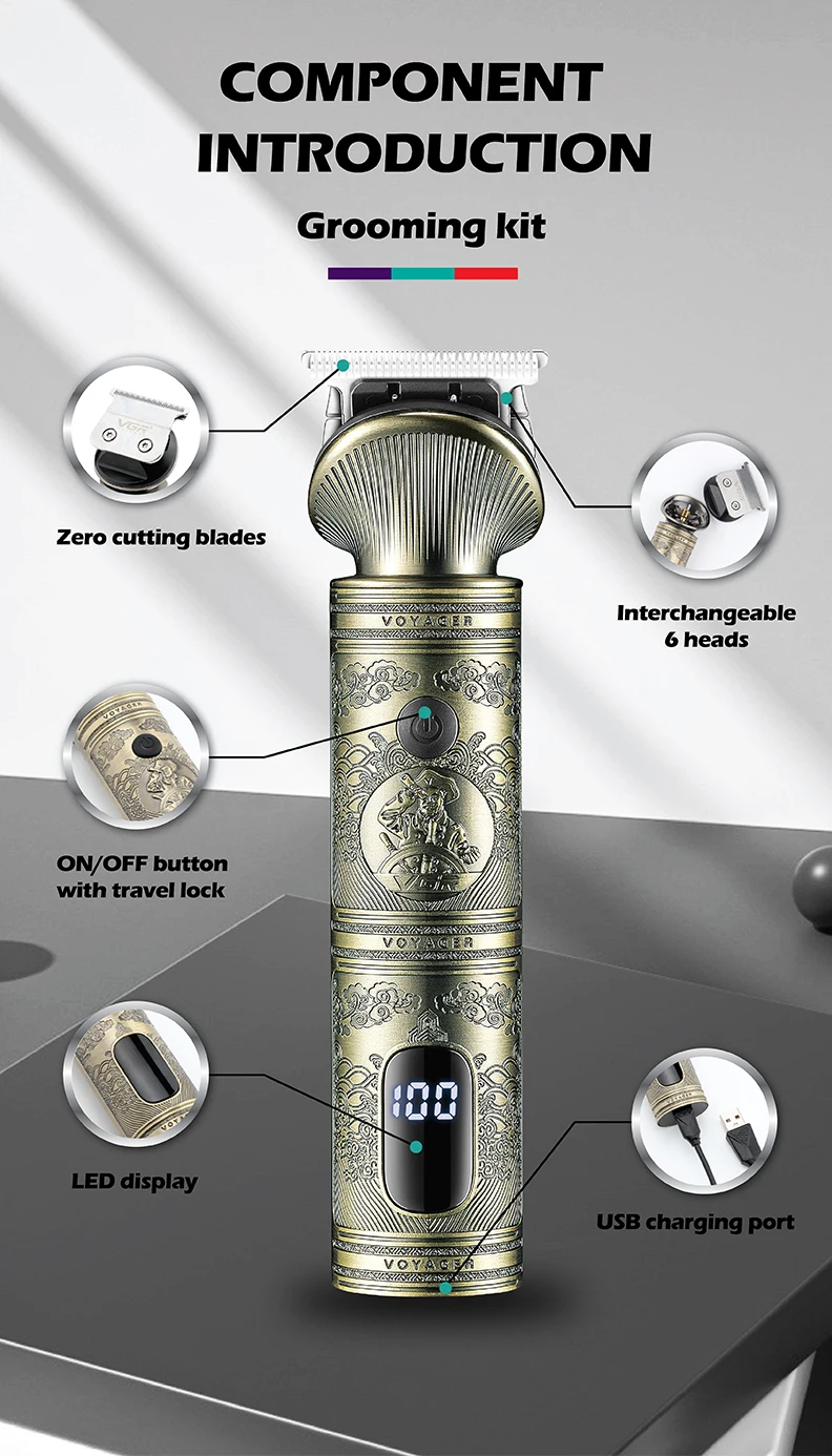 VGR V-106 6 in 1 Grooming Kit – Cordless Beard Trimmer, Shaver & Hair ...