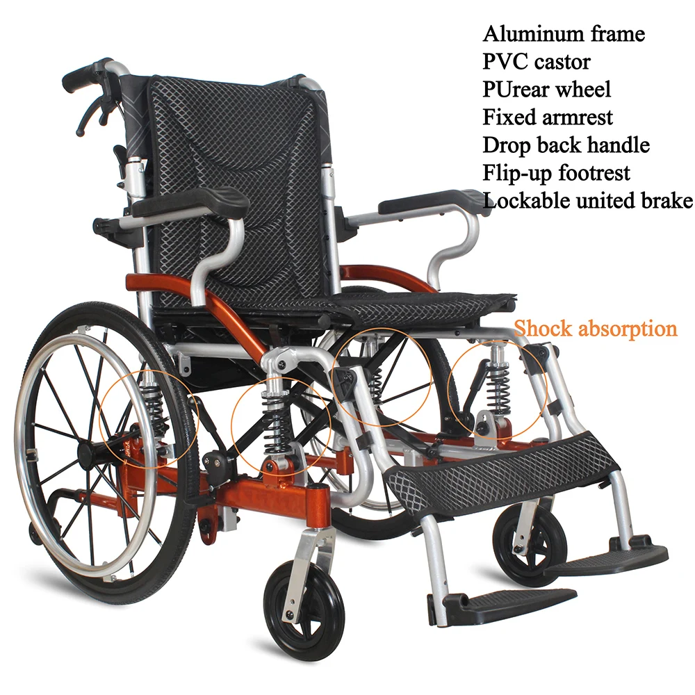 Foshan New Arrival Customized Aluminum Shock Absorber Wheelchair With ...