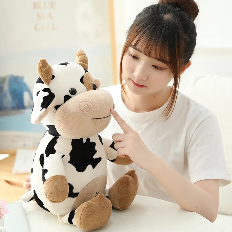 Cartoon Cow Plush Stuffed Animal Milk Cow Soft Huggable Doll Toys ...