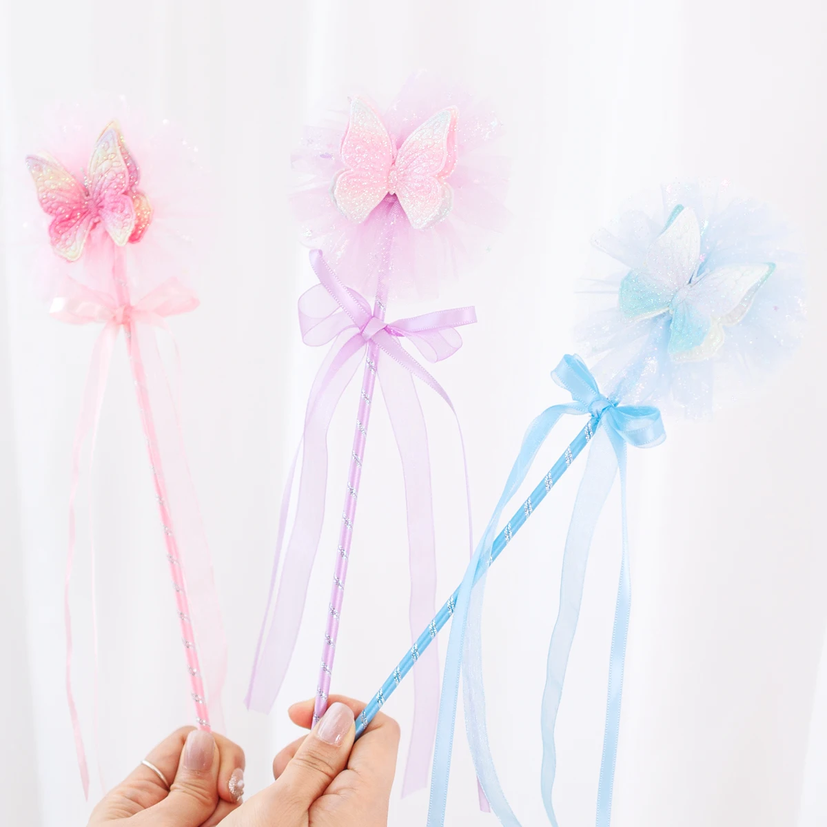 Princess Tulle Wand For Kids Butterfly Wands Cat Toy Baby Glitter Stick ...