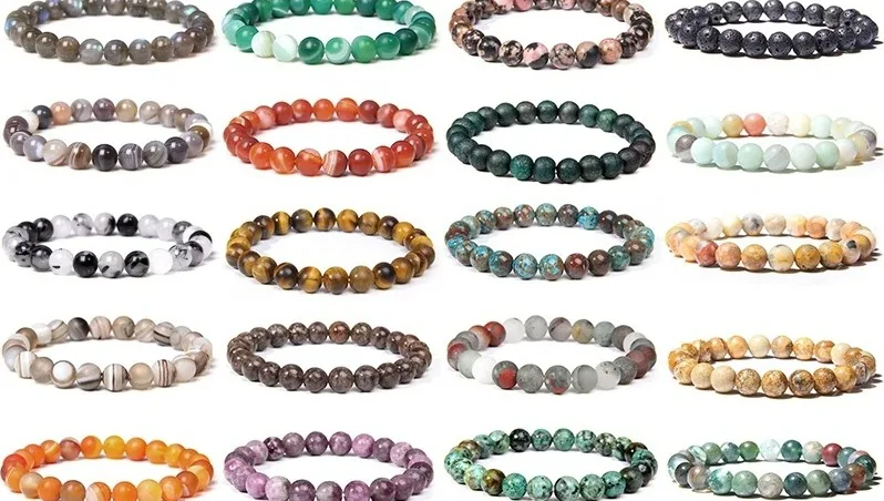 Hot Sale Natural Stones 8mm Gorgeous Semi-precious Gemstones Healing Crystal Stretch Unisex Seed ...
