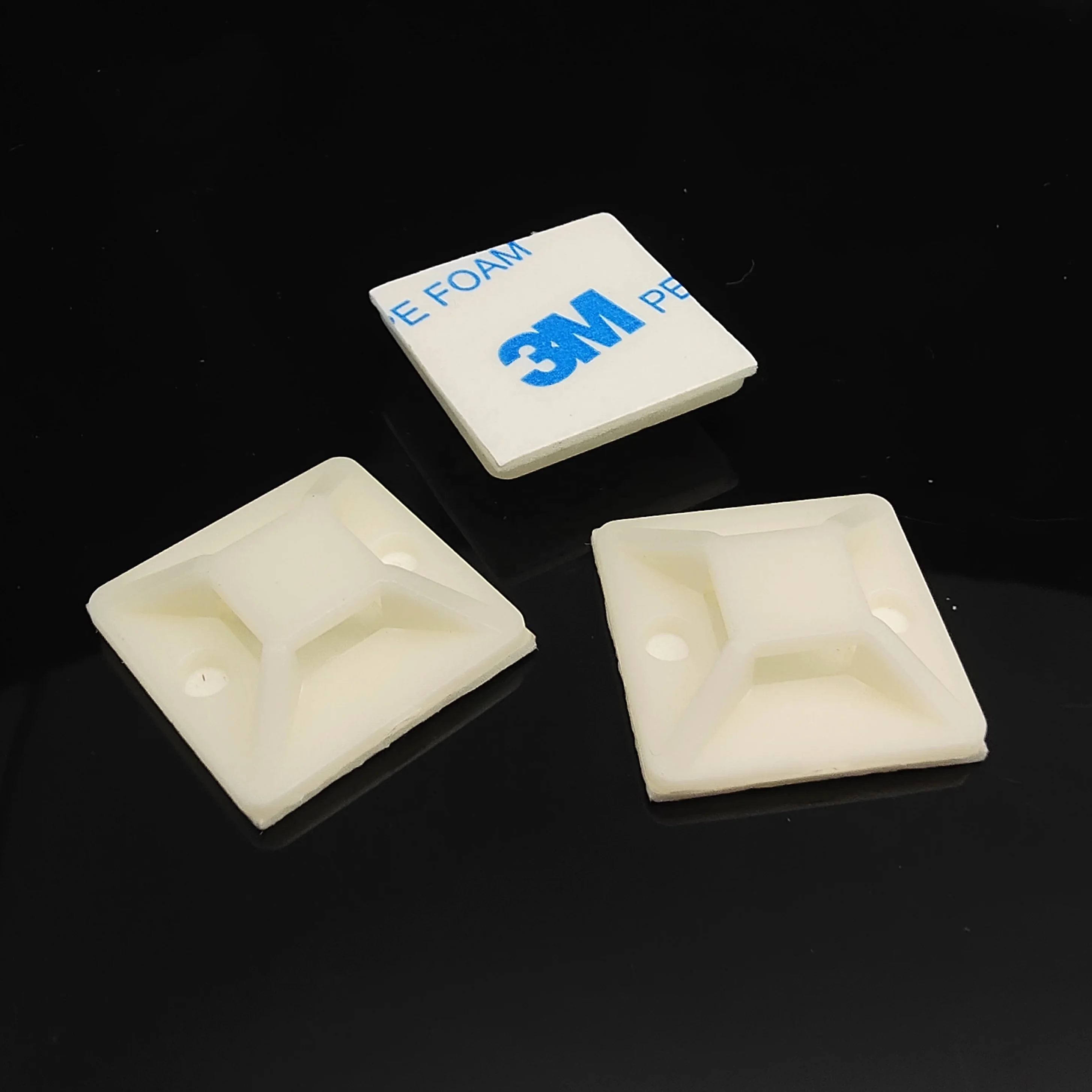 25*25mm Nylon Cable Tie Holder - 3M Self-Adhesive Mounts
