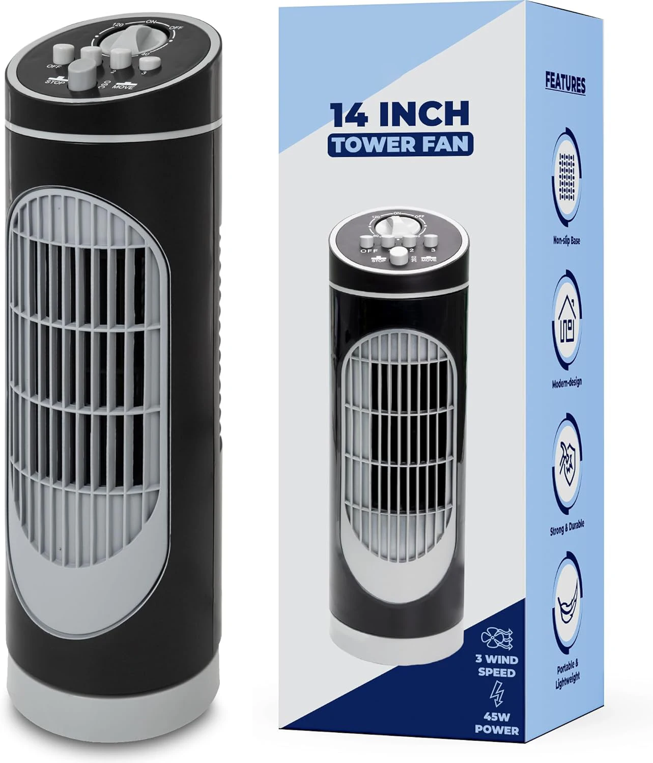 14-inch Mini Tower Electric Mini Fan Plastic Air Cooling Home Use Household Hotels 2-hour ...