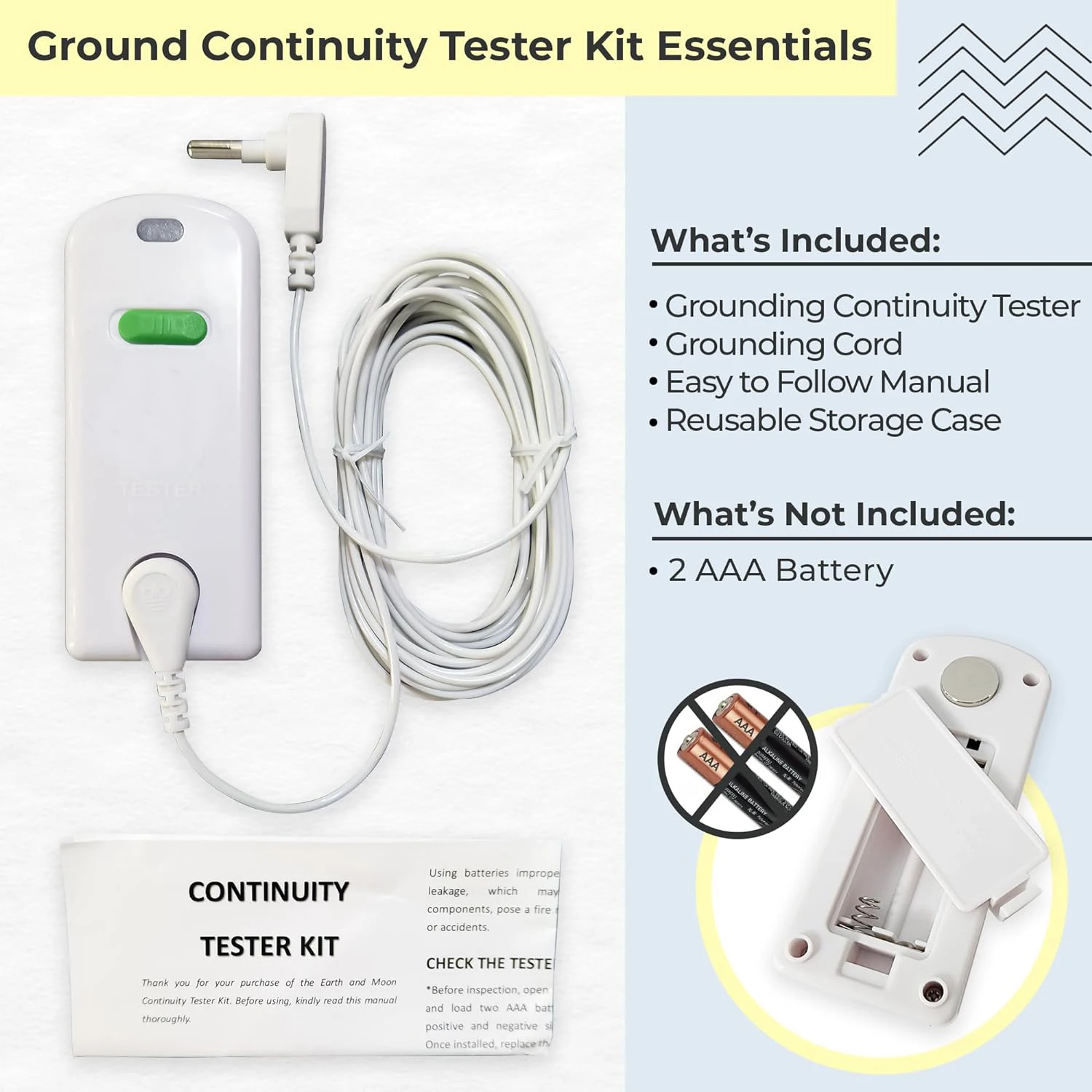 Grounding Continuity Tester with 15ft Grounding Cord