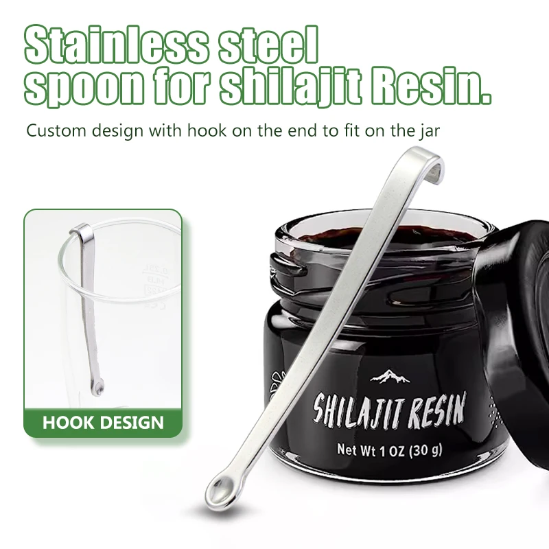 Silver Metal Mini Hanging Spatula - Shilajit Extract Powder