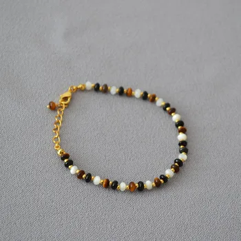 Maillard Tiger Eye Stone Mother-of-pearl Black Onyx Beaded Elegant ...