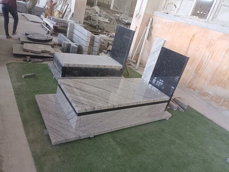 Modern Angola Black Granite and Ink White Granite Headstone Monument ...