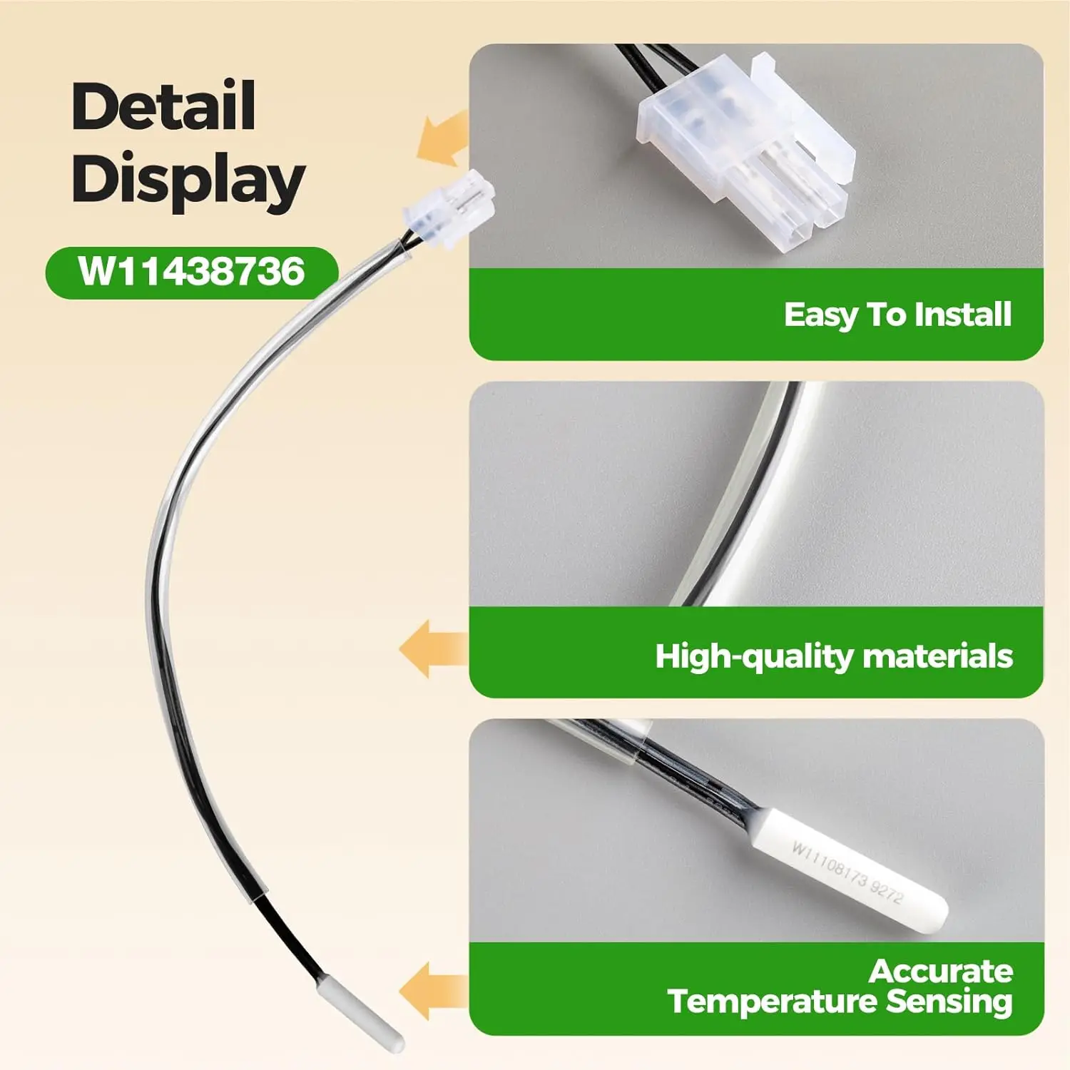 W11438736 Refrigerator Thermistor Compatible with a Mana May Tag Whirl ...