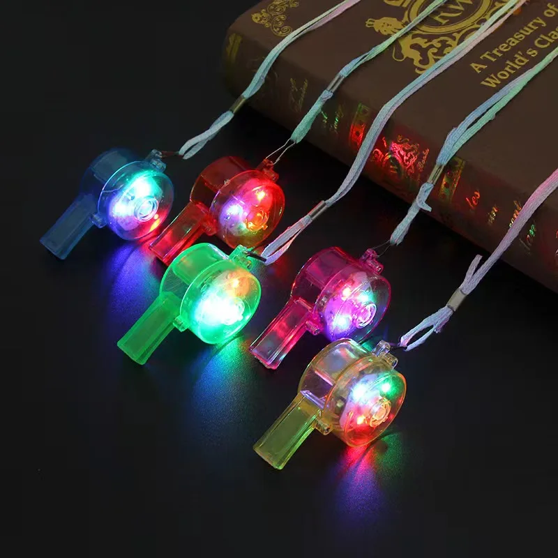 Plastic Whistles Toy LED Light up Glow Whistles With Lanyard Necklace ...