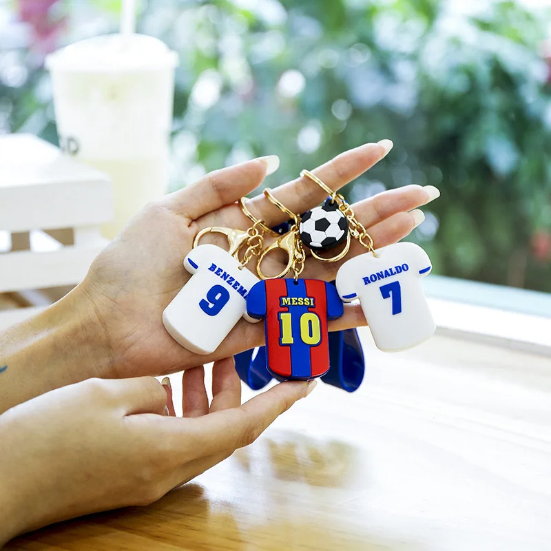 Wholesales 3D Football Keychain Sport T-Shirt Messi Ronaldo