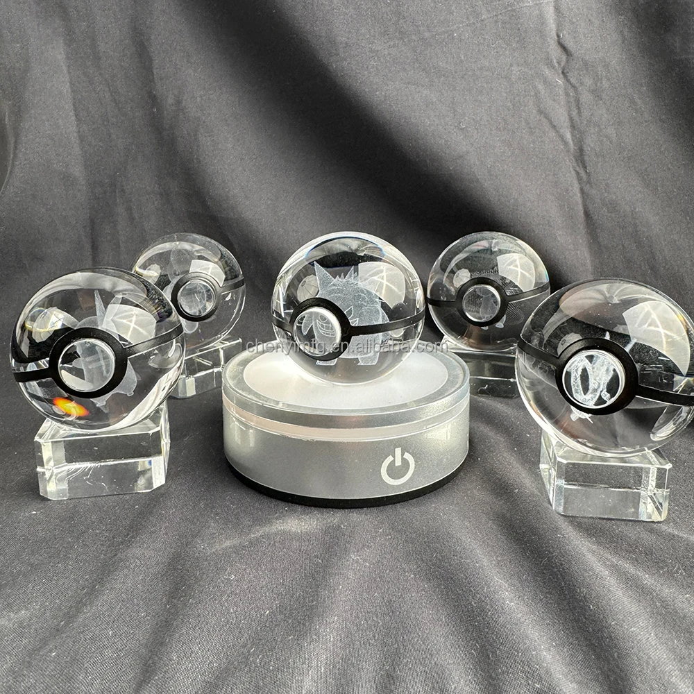 Customizable K9 Crystal Pokemon Balls with 3D Laser Engraving