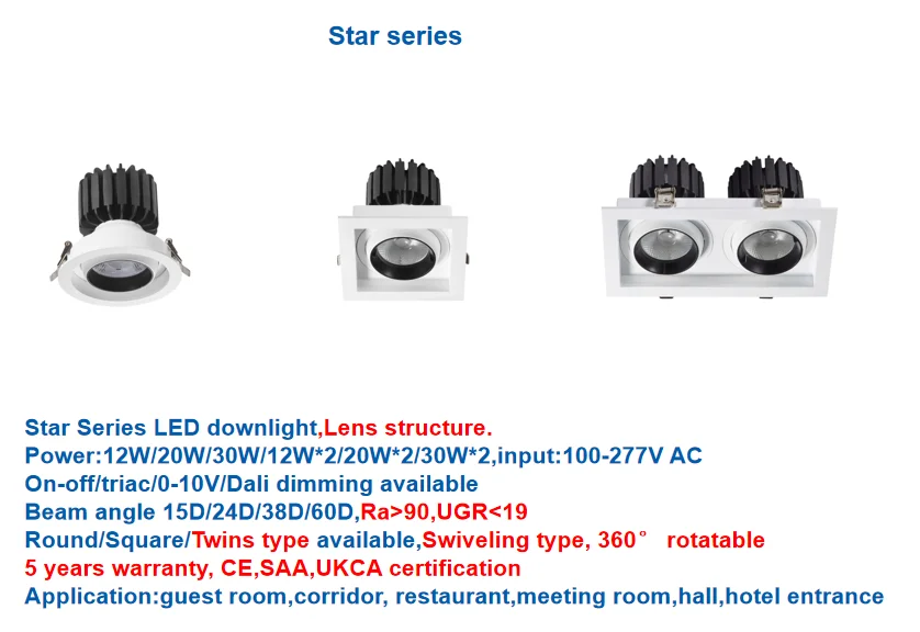 Star Series Modern 12W LED Downlight High Quality Embedded With Good ...