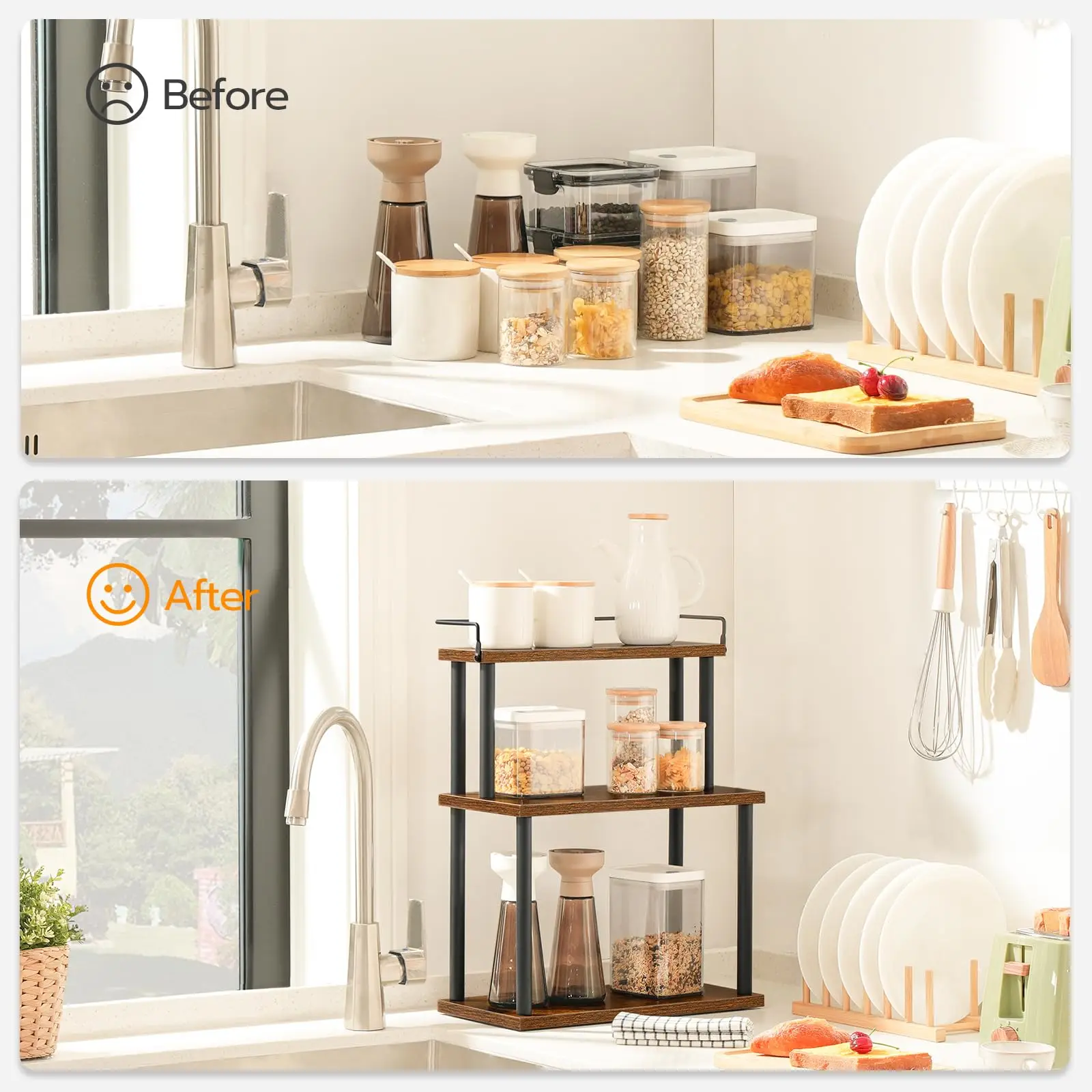 Spice Rack Organizer 3-tier Counter Shelf Desktop Storage Organizer For ...