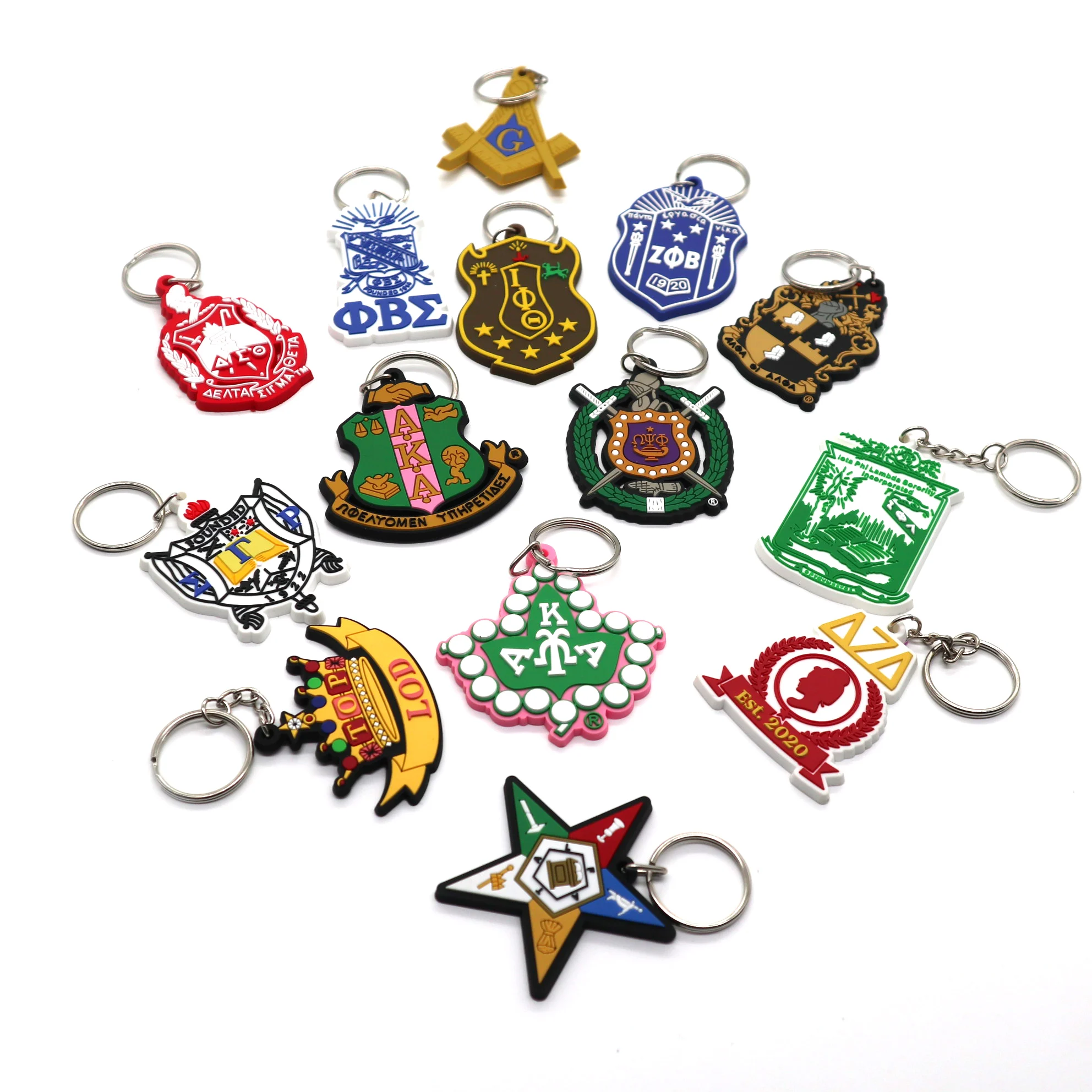 Custom Sorority & Fraternity Pvc Keychain Fashion Greek Letters Rubber ...