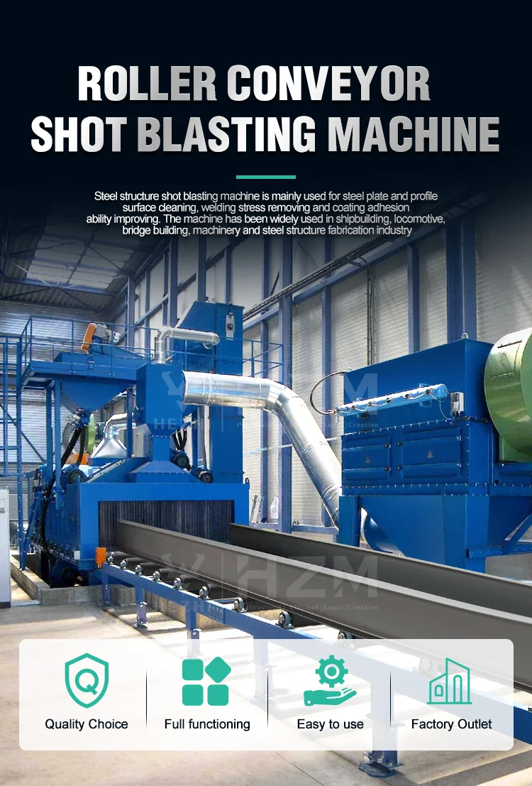Shot Blasting Machine , Continuous Steel Beam Pass Through Roller ...
