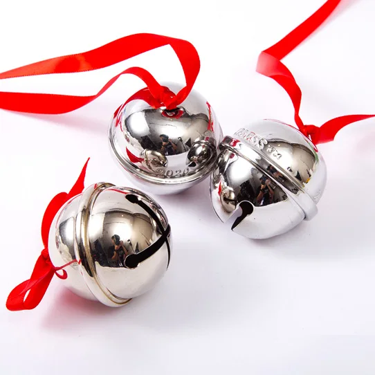 Christmas Bell Ornament - 50mm Sleigh Bell with Red Ribbon