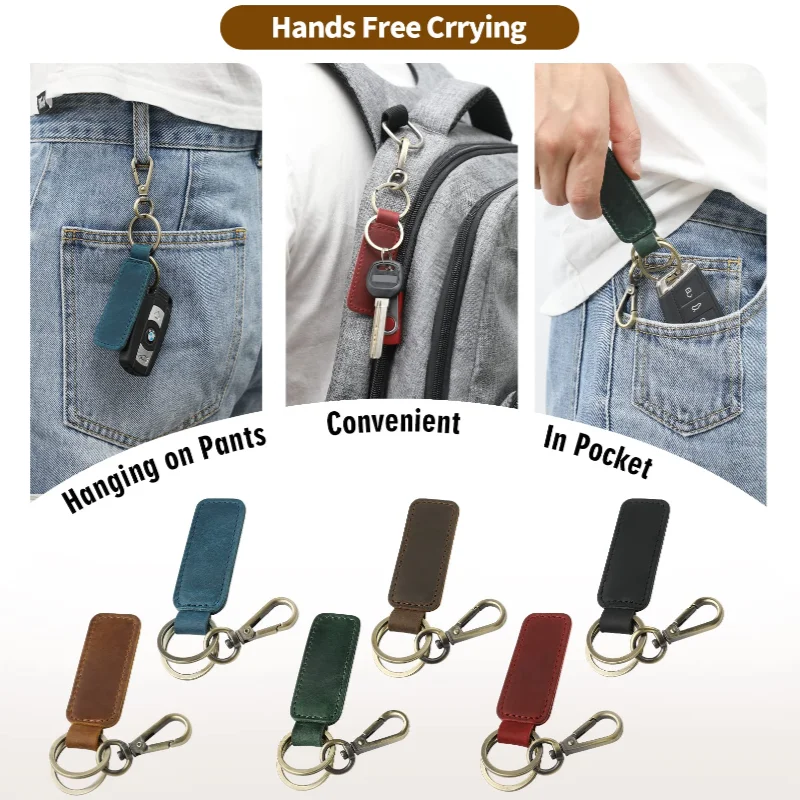 Hot Style Office Genuine Leather Car Keychain Universal Key Fob Keyring ...