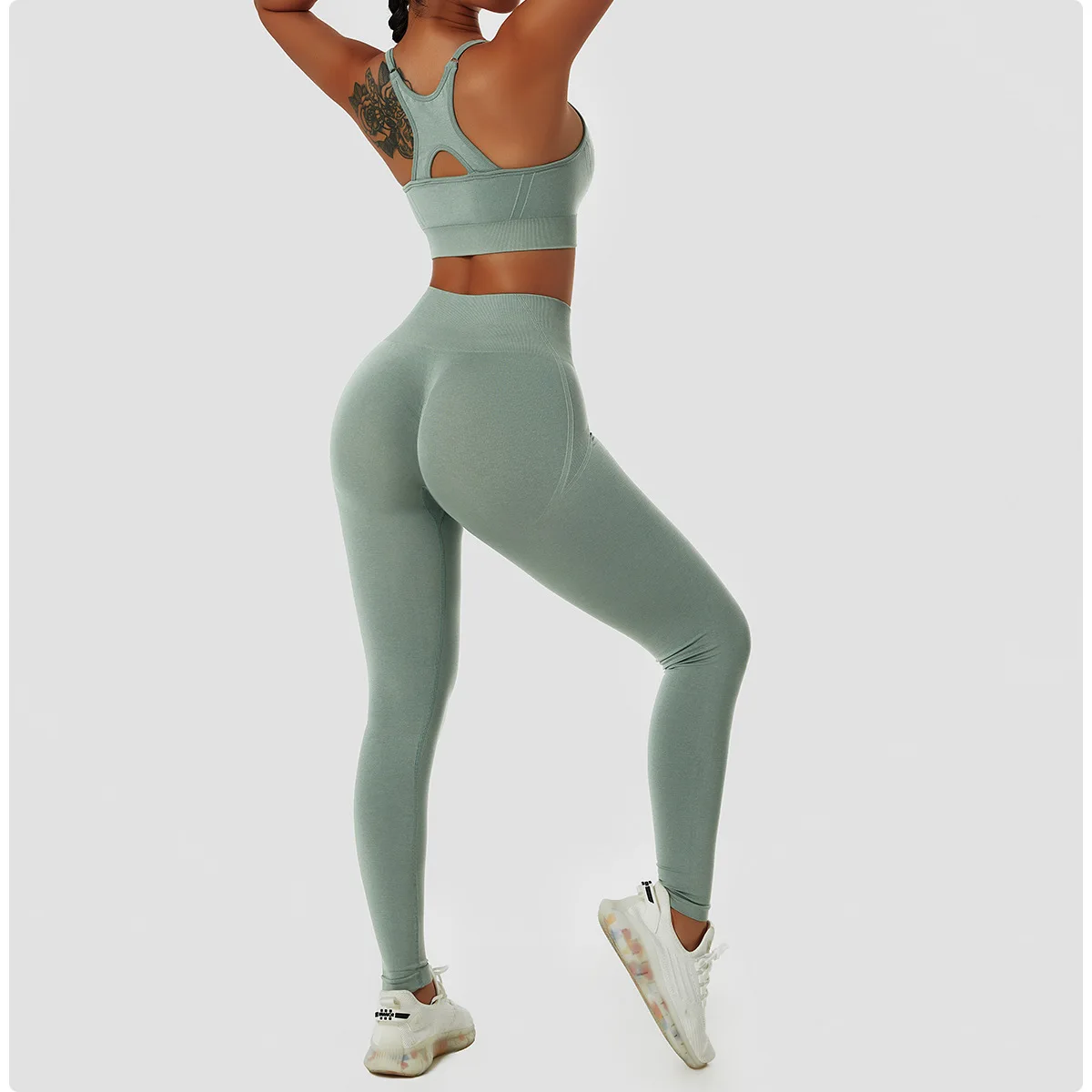 Women Seamless Sportswear Quick Dry Workout Leggings Suit Activewear