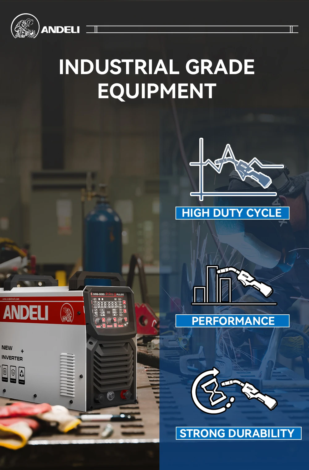 ANDELI Carbon Steel Pulse Weld All Thickness 380V 3 Phases 400A 500A ...