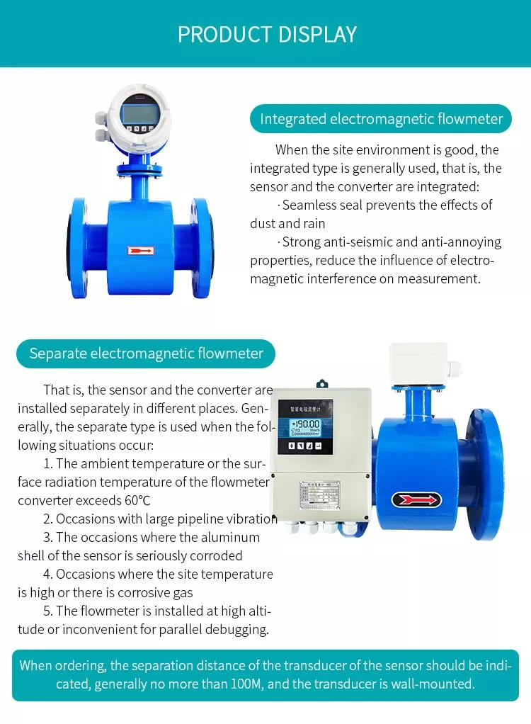 Split-type Electromagnetic Flowmeter Pipeline Flowmeter Single Display ...