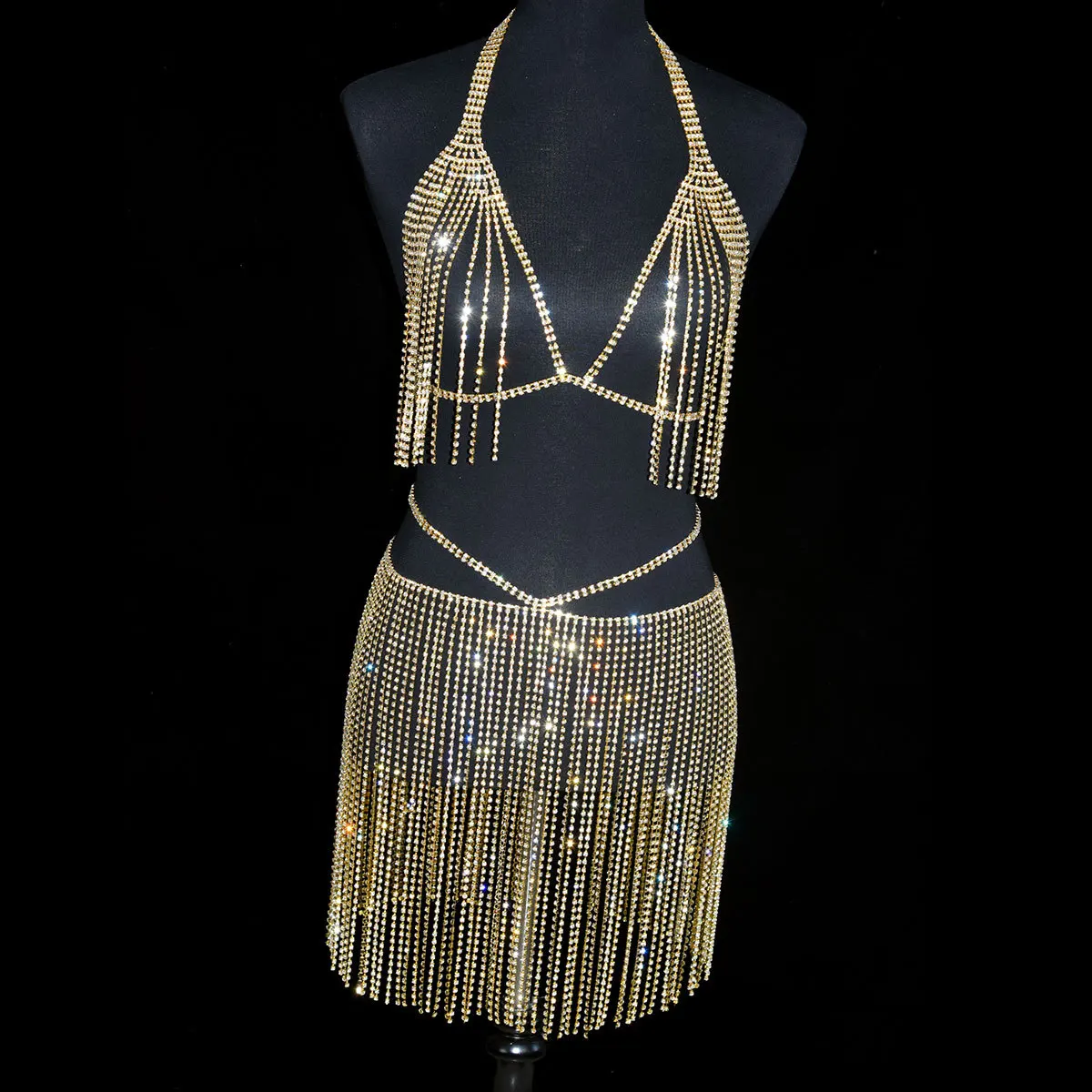 Fashion Sexy Tassel Rhinestone Body Chain Skirt Chain Sling Women's ...