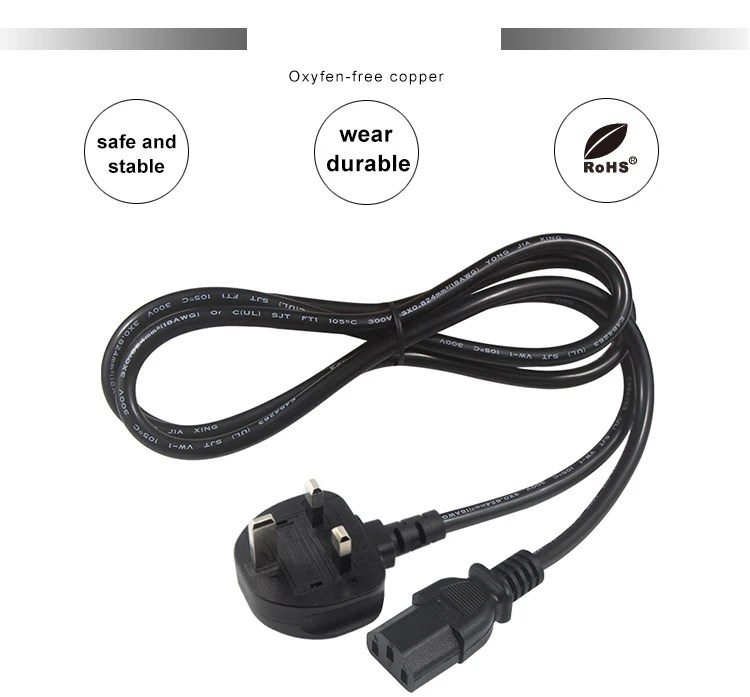 Iec Female To 13a Plug Extension Cable Lead Uk For Pc Laptop Adapter Tv ...