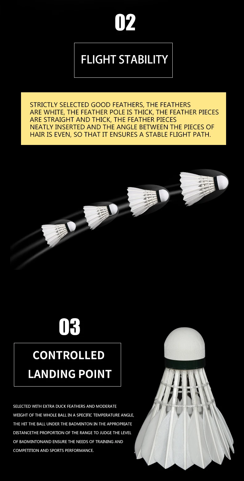 Indoor Badminton BATON No.6 Shuttlecock Badminton High Durable to Play Goose Feather Badminton Shuttlecocks Alibaba