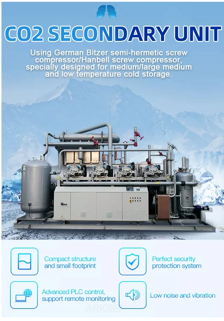 Arkref Refrigeration Co2 Blast Freezer Screw Compressor Condensing Unit ...