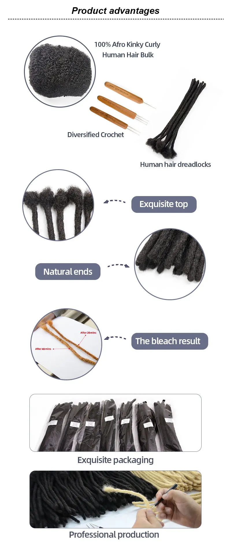 HOHO DREADS Boho Loc Extension Human Hair With Curly Ends No Shedding ...