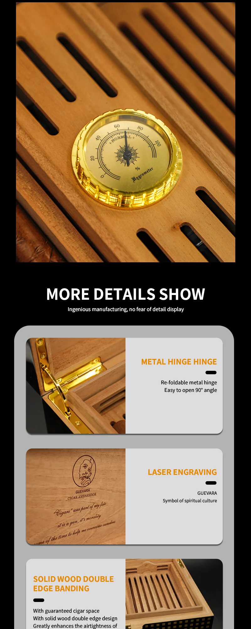 New Design Guevara Electronic Fingerprint Lock Cigar Humidor