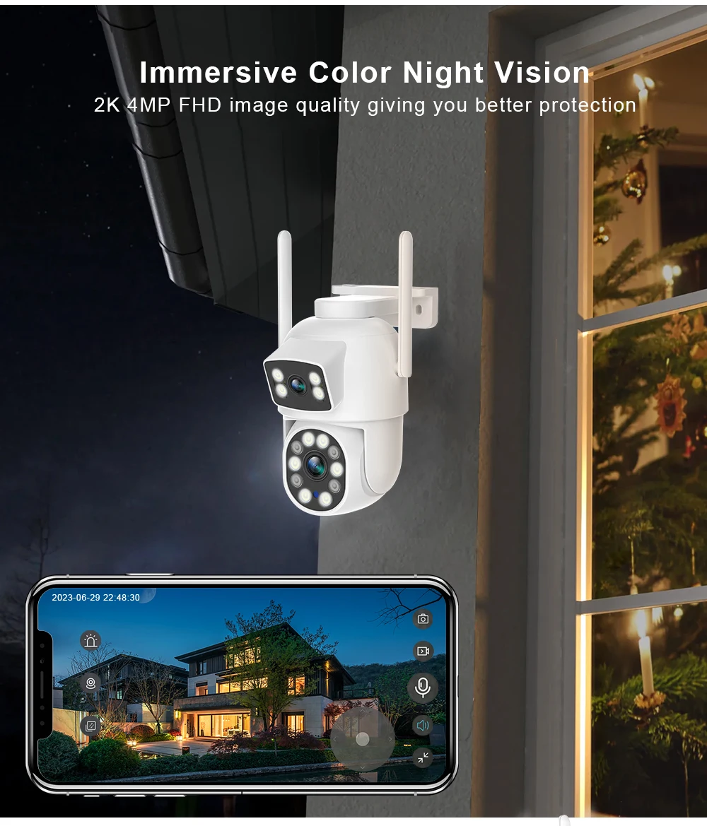 6MP Wifi PTZ Camera - Dual Lens, Dual Screen, AI Tracking