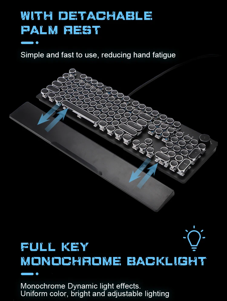 Retro Steampunk Typewriter Style Mechanical Gaming Keyboard with ...