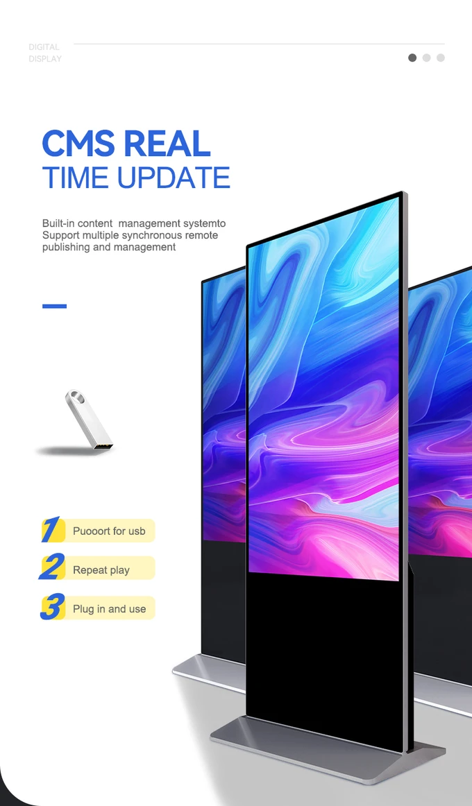 43 50 55 Inch Lcd Floor Stand Vertical Totem Kiosk Portable Digital ...
