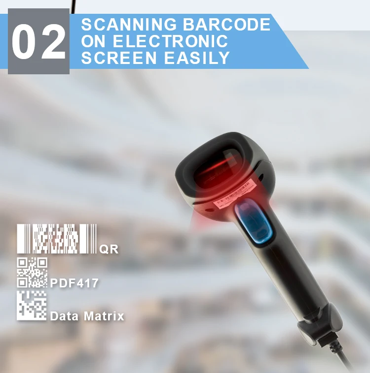 200 Scans/sec Scan Speed And 32 Bit 1d Laser Barcode Scanner Wired ...