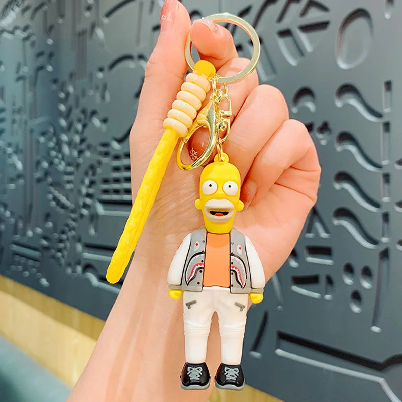 Super Cute Cartoon Simpsons Family Story Keychain Pendant Cool Car Key ...