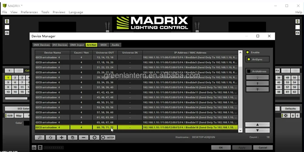 Resolume Artnet to 12port 12240 Pixel SPI Controller