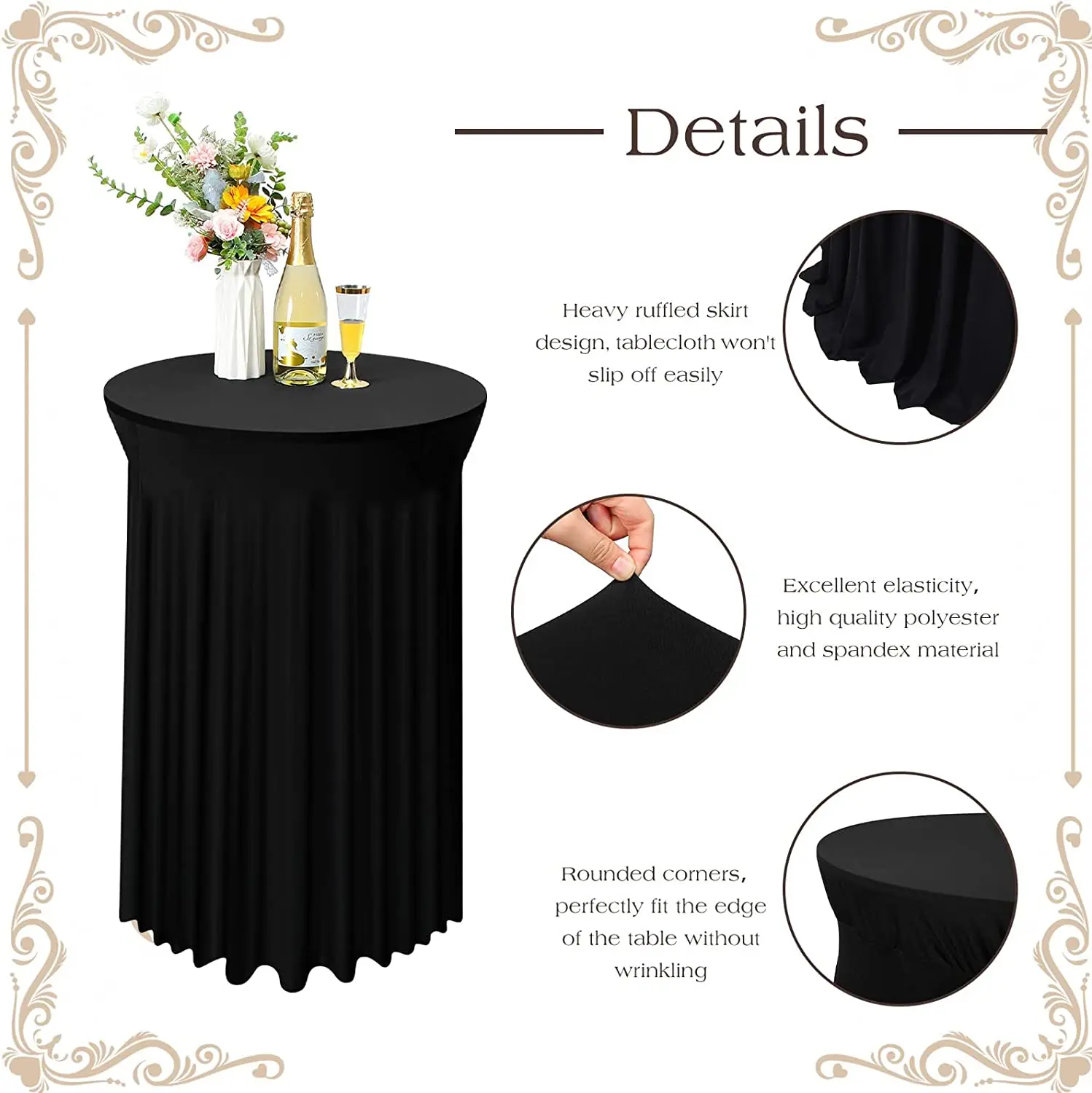 Spandex Cocktail Table Cover 24 X 43 Inch Stretch Cocktail Tablecloth ...