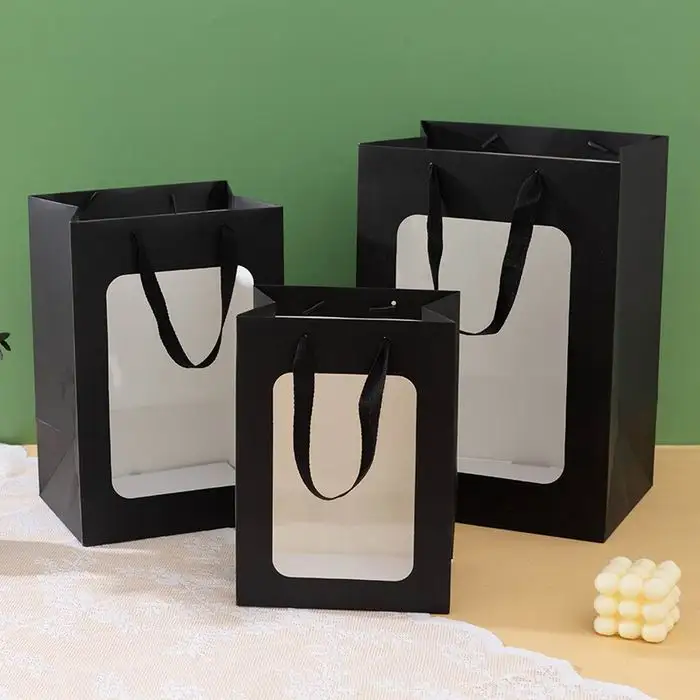 Wholesale Customized Logo Clear Window PVC Paper Gift Bag Use for ...