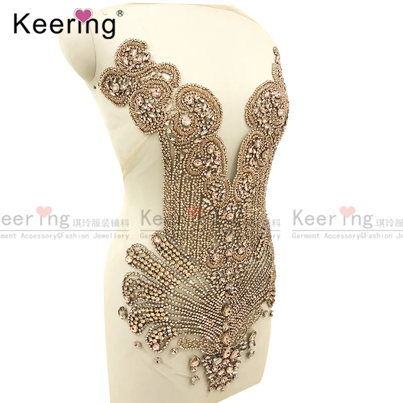 Full Body Rhinestone Applique Crystal Panel Fabric Appliques Sew On ...