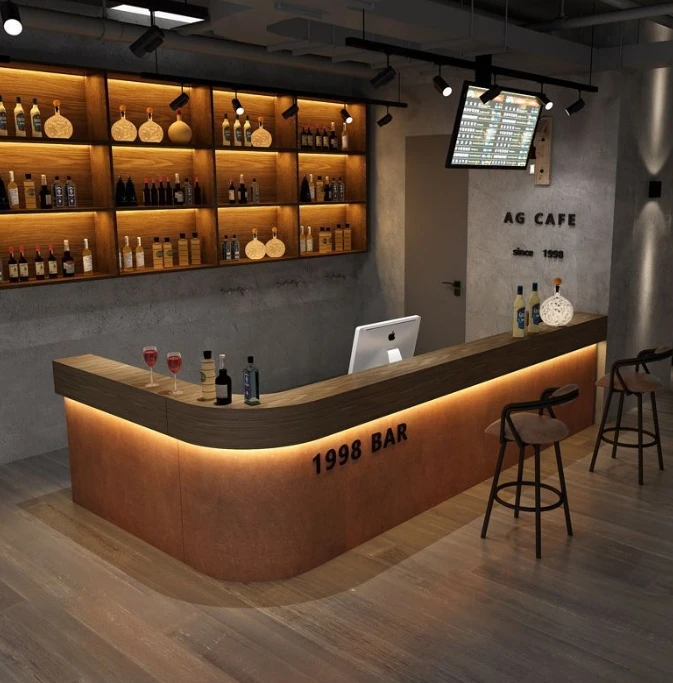 Modern Bar Counter Design for Commercial Use - Stylish Black Bar ...