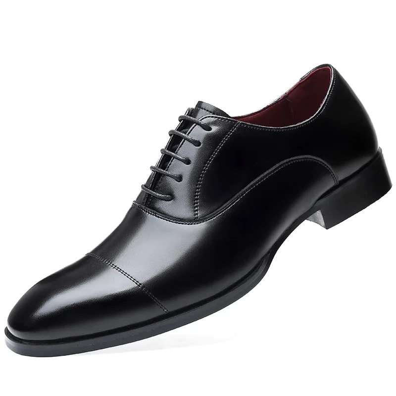 New Arrival Genuine Leather Men's Dress Shoes Oxfords Lace-up Height ...