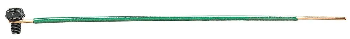 Green #14 Solid 7" Grounding Pigtail with Hex Screw