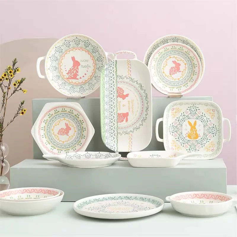 Wholesale Romantic Garden Rabbit Dinner Plate Fine Machine Printed ...