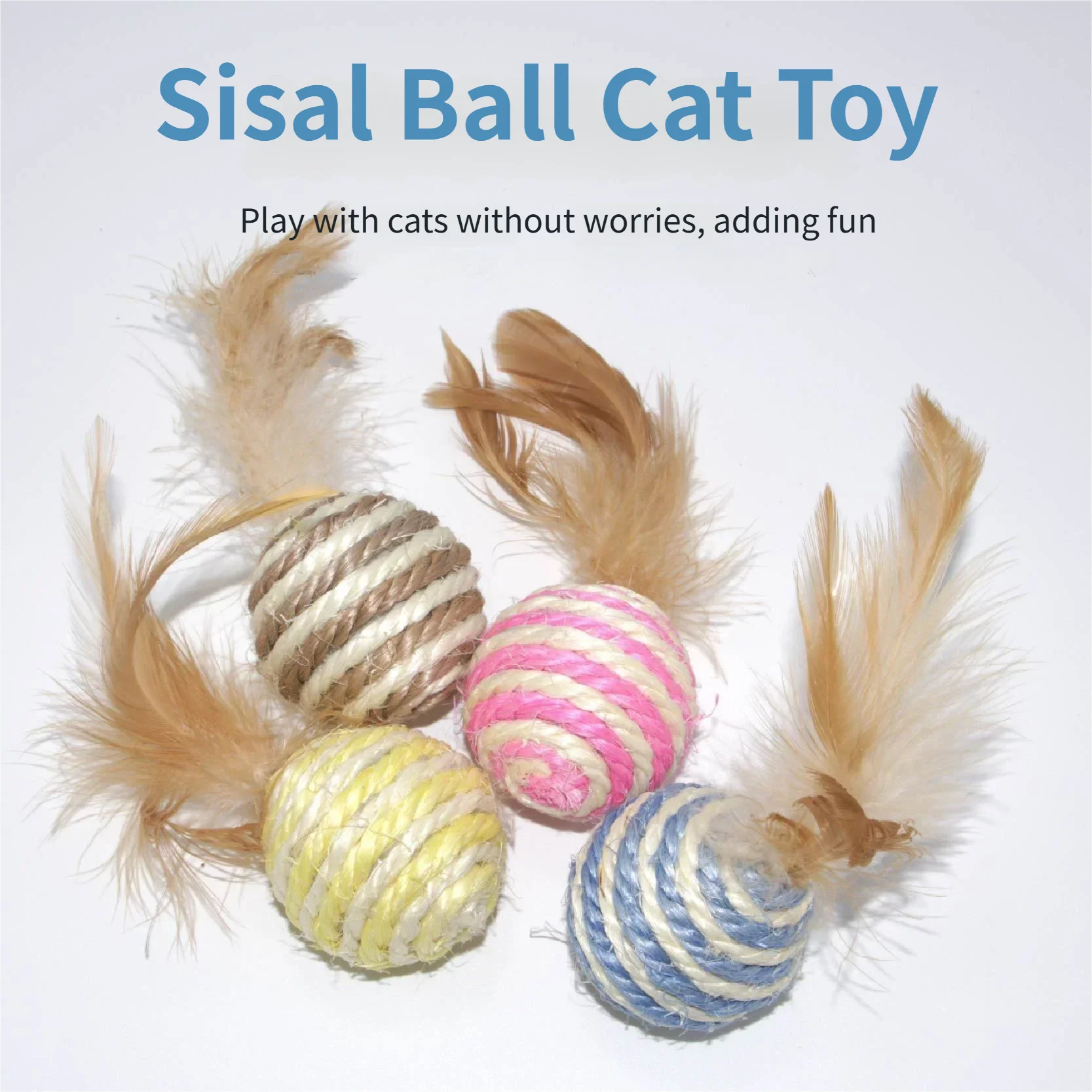 Modern Cute Sisal Rope Cat Toy Ball Teaser Wand Woven Chew-Resistant ...
