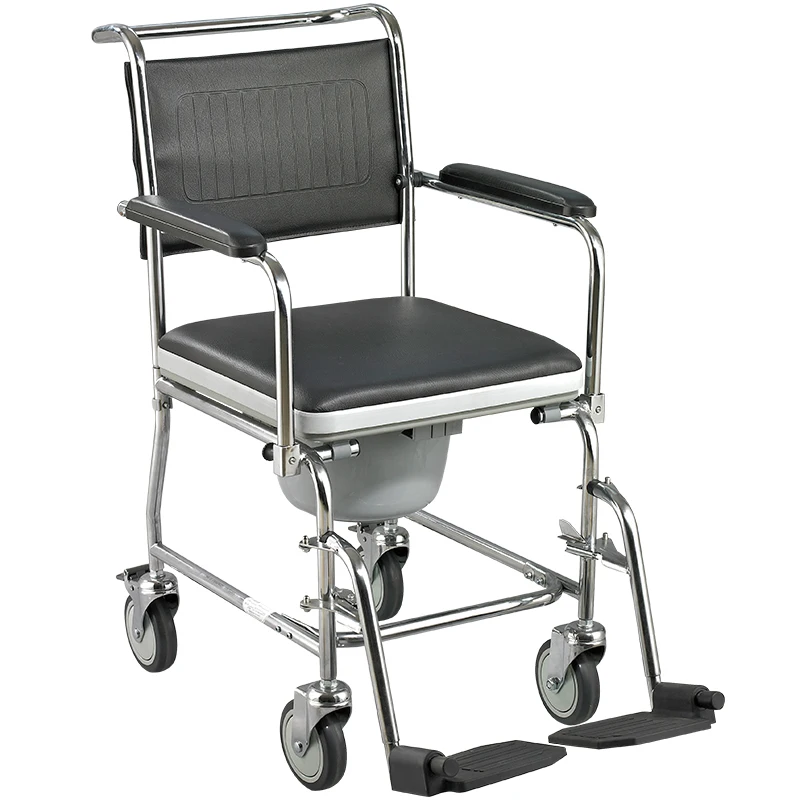 Hot Sale Economic Steel Commode Bedpen Wheelchair With 4 Wheels - Buy ...