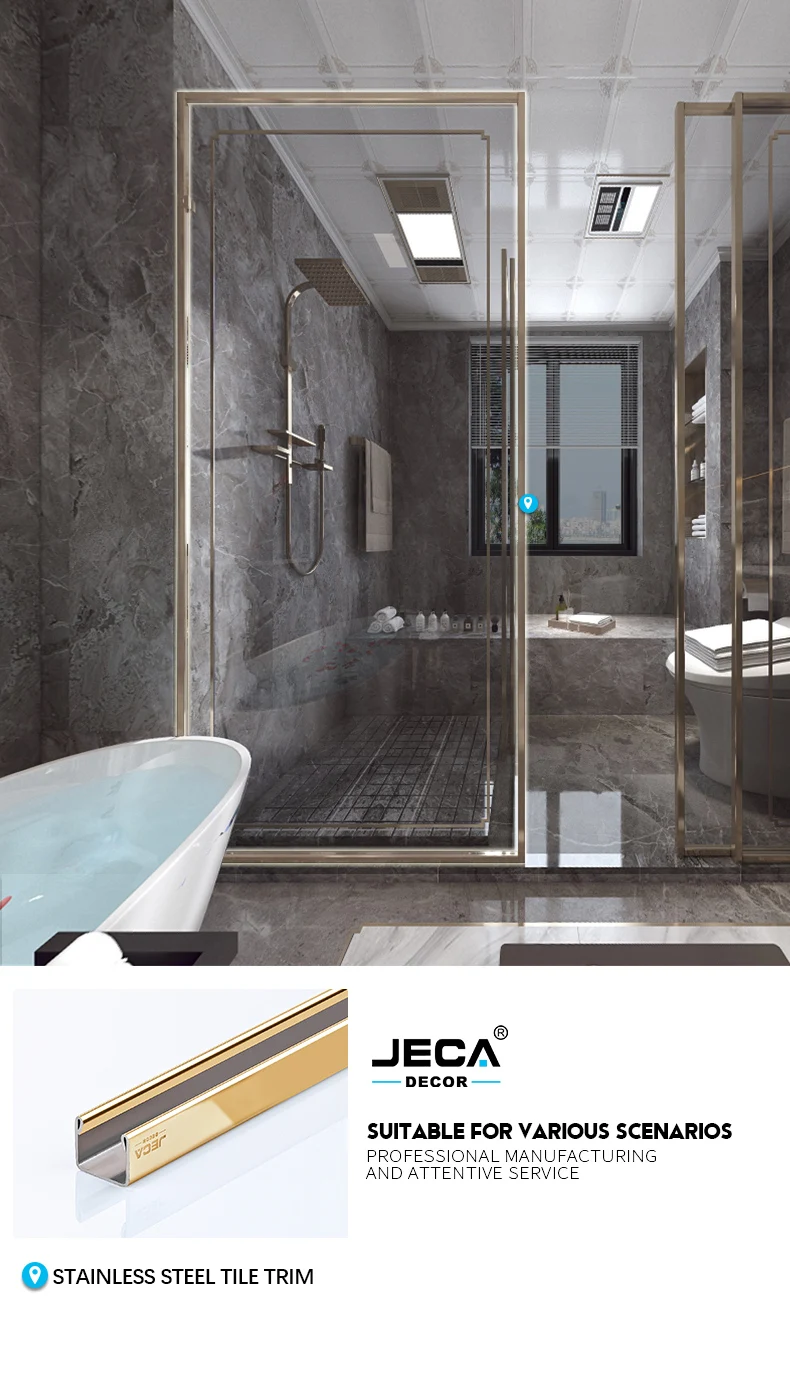 Foshan Manufacturer JECA Glass Profile Shower Glass Wall Profile for ...