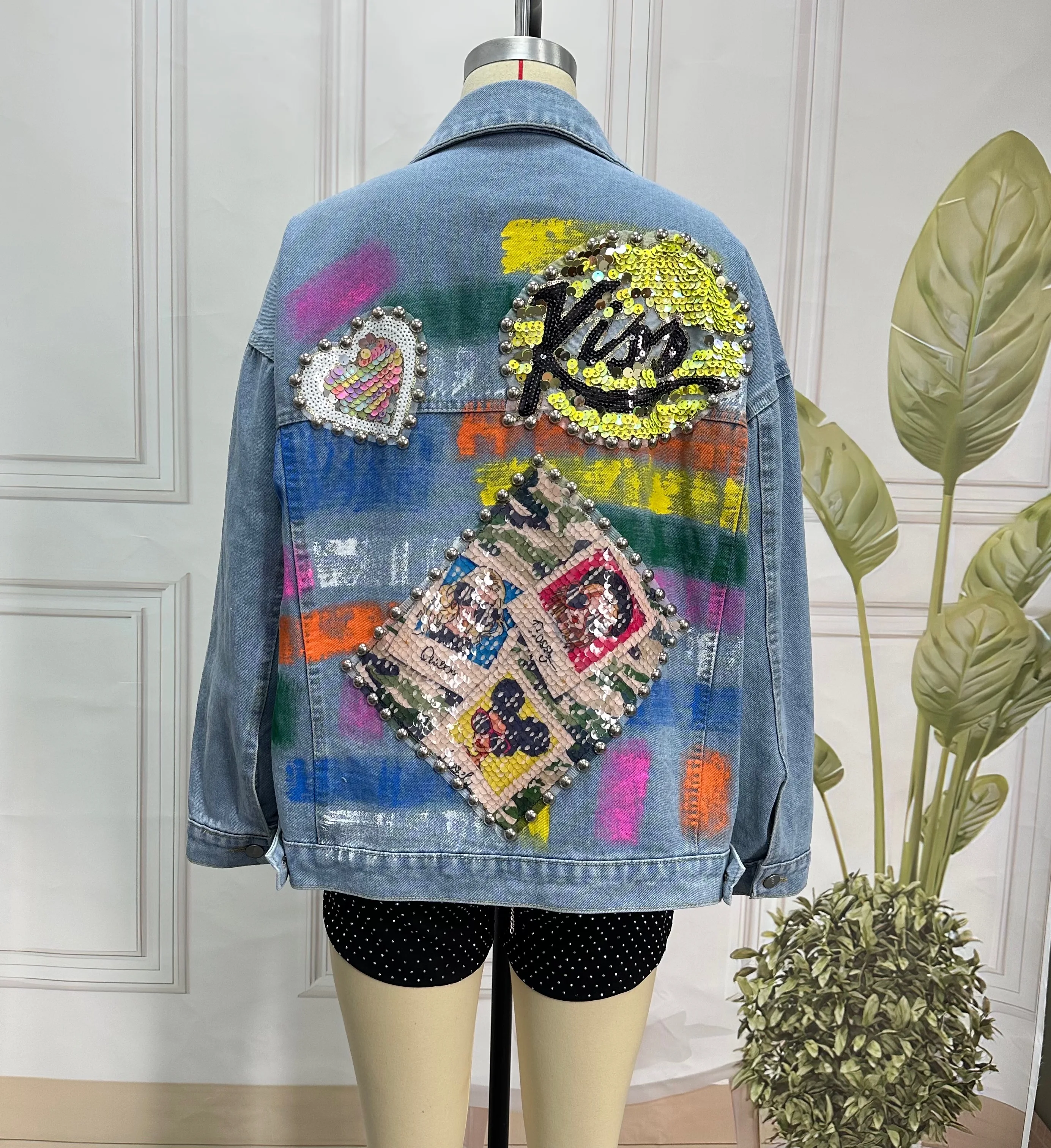 Oversize Women High Street Fashion Design rainbow Color Sequins ...